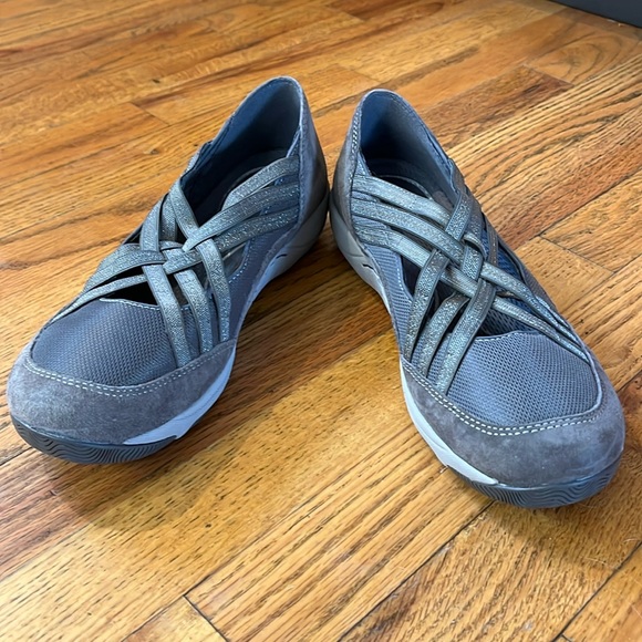 Dansko | Shoes | Dansko Hilde Gray Suede Criss Cross Slip On Shoes Size ...